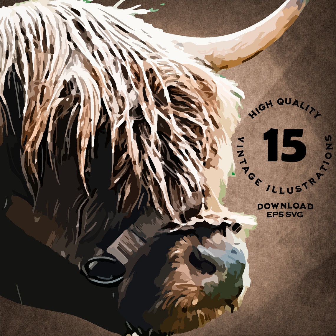Highland Cow Vector Bundle High Quality .EPS .SVG Files 15 Vector Files ...