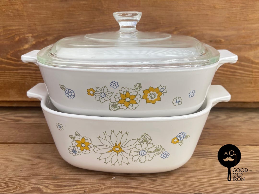 Vintage Corning Ware Floral Bouquet Set in Superb Condition - 1qt and 1 ...