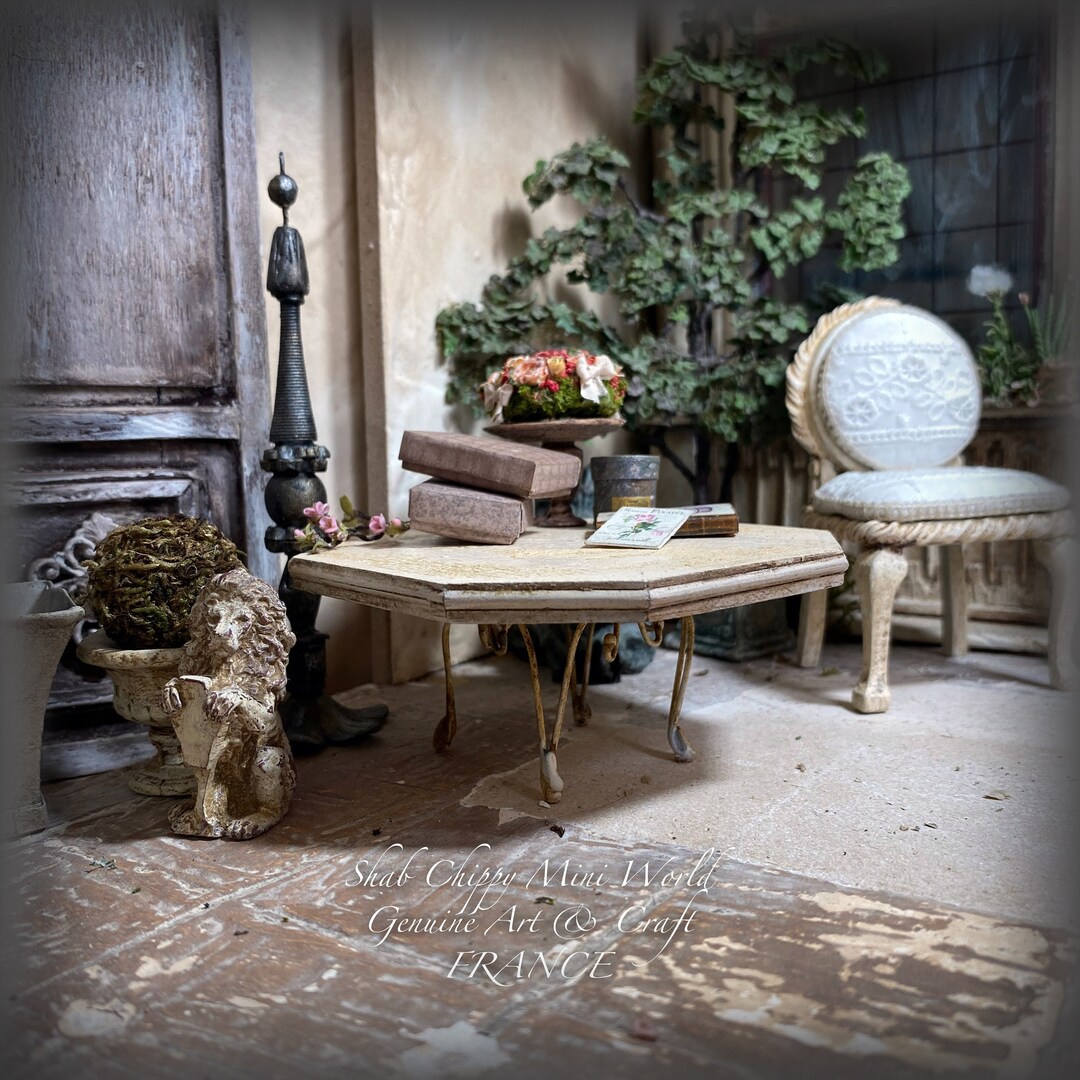 Avril Provençal Octagonal Coffee Table With Wrought Iron Base Base ...