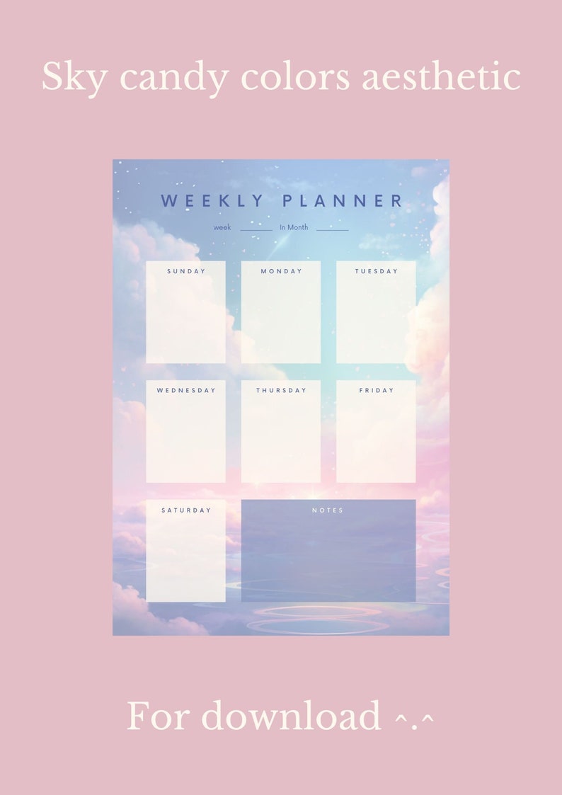 Weekly Planner Pastel Colors - Etsy