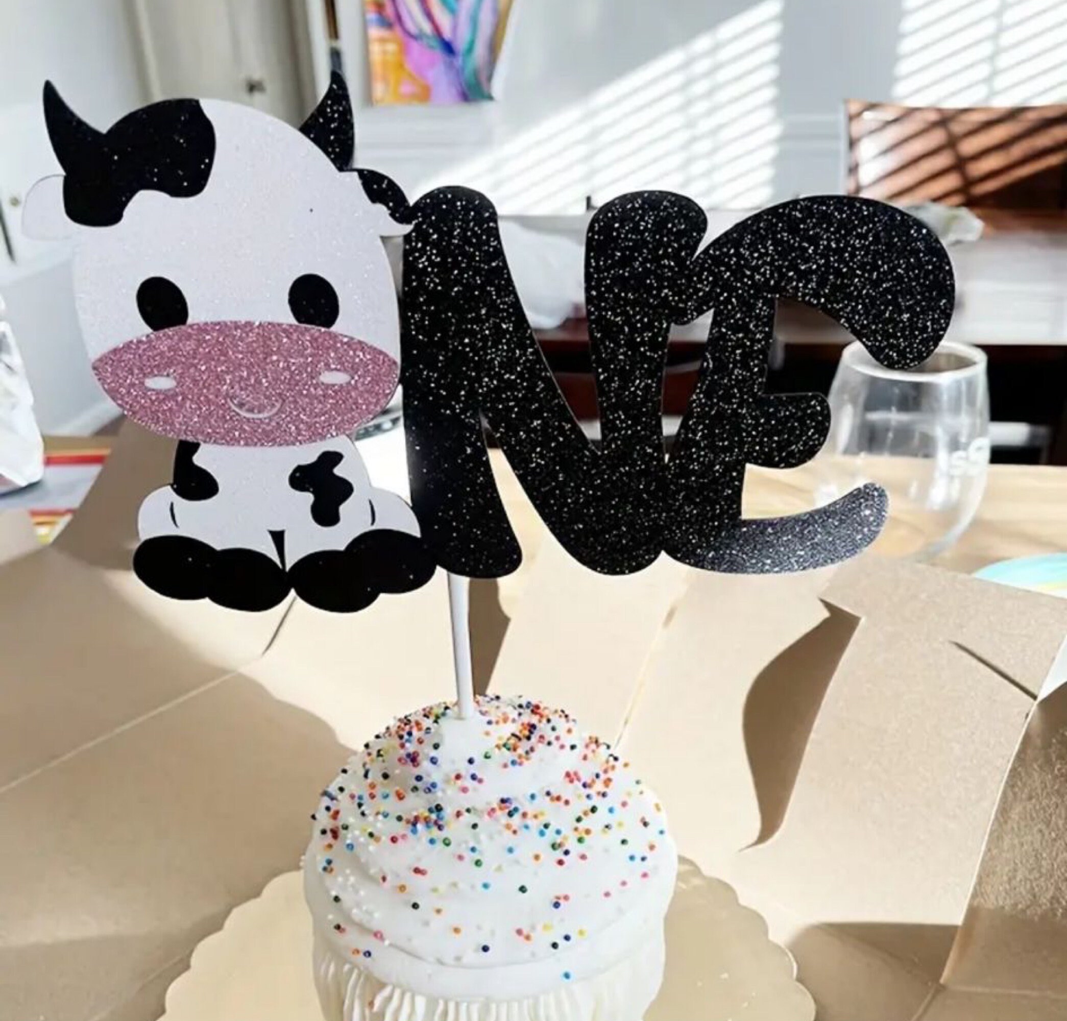 One Cow Birthday Cake Topper Decoration One Cow First Birthday ...