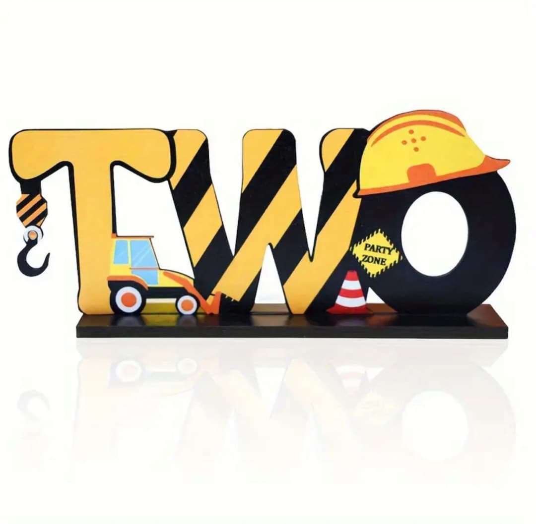 Two Construction Party Sign Boy 2nd Birthday Construction Table Top ...