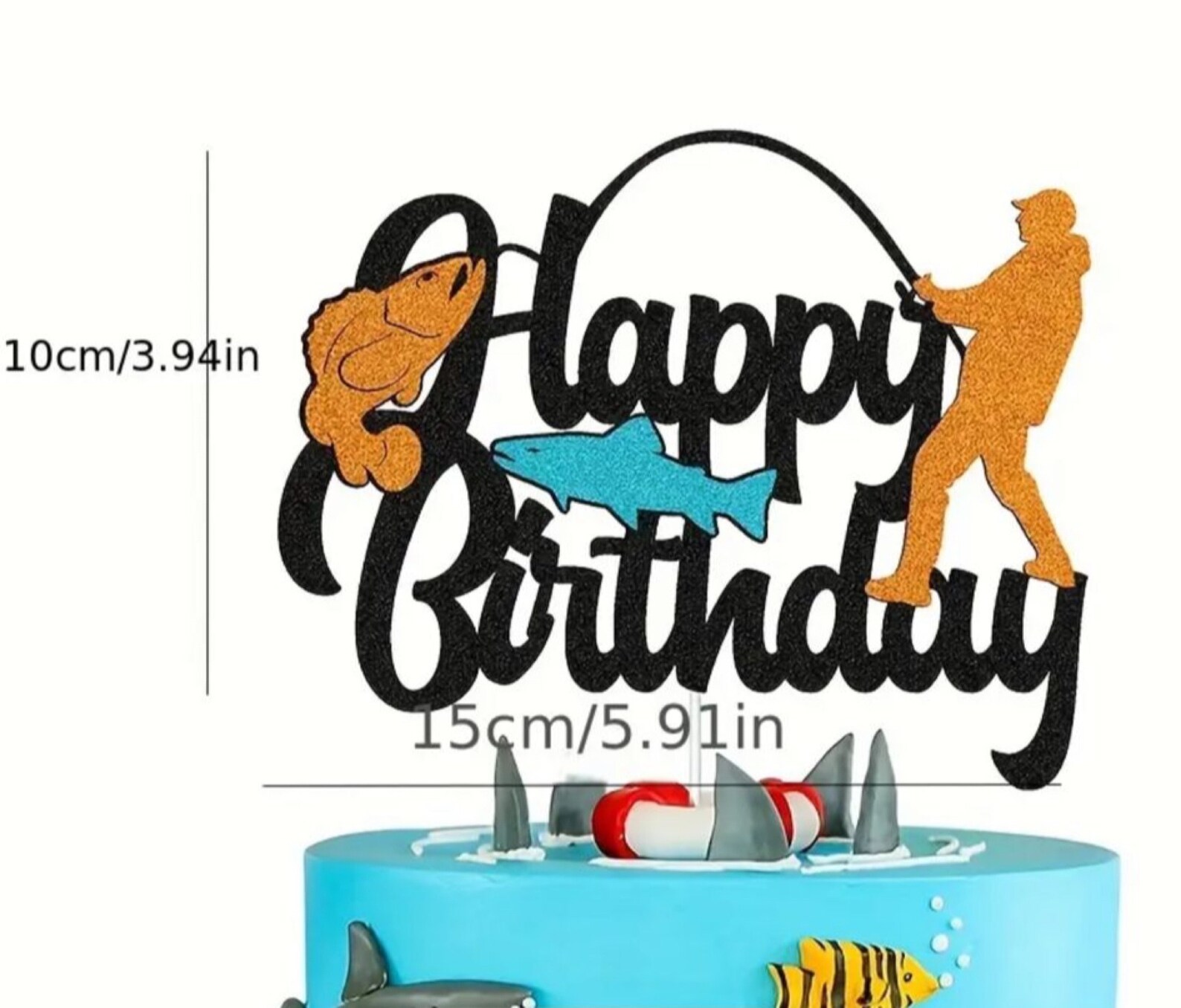 Fishing Happy Birthday Cake Topper Fishing Decoration Fisherman ...
