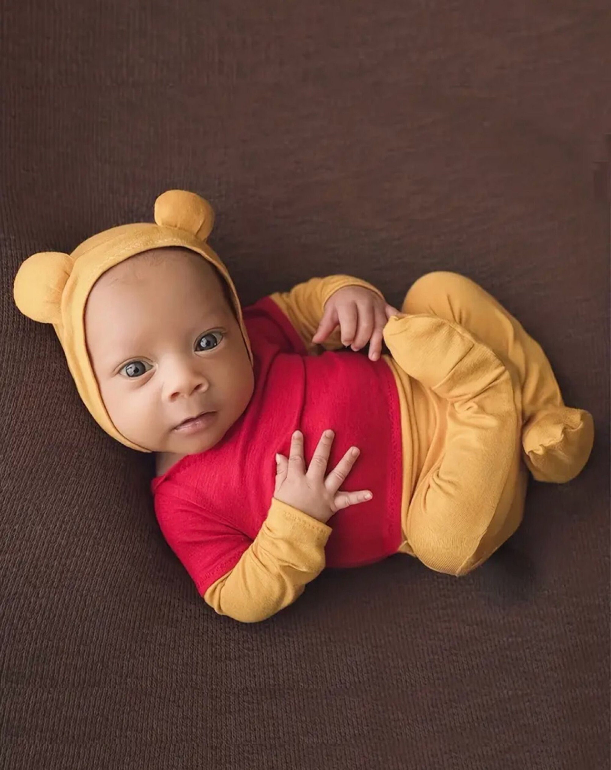 Winnie Pooh Newborn Photoshoot Outfit Set Baby Winnie Pooh Jumpsuit Cap ...