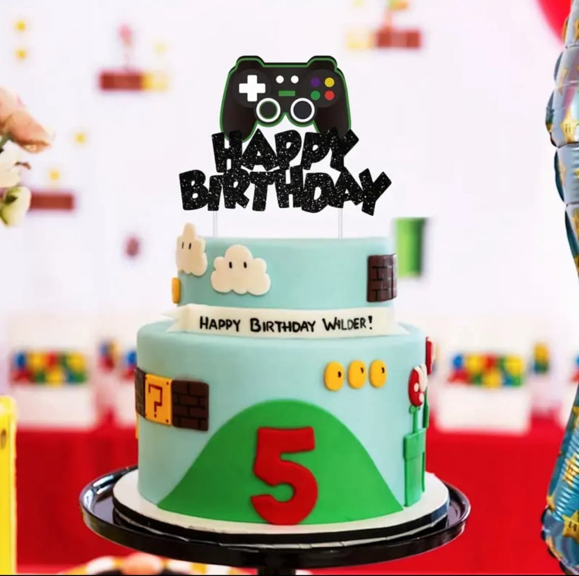 Gamer Video Games Happy Birthday Cake Topper Space Gaming Boy Cake ...