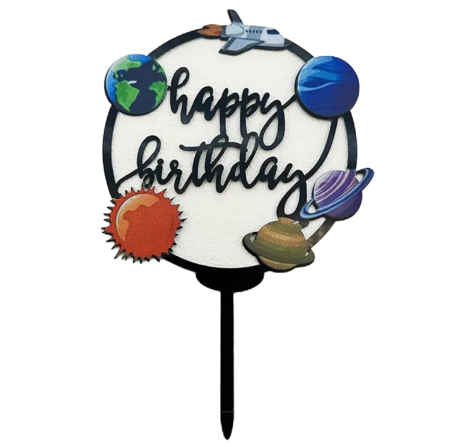 Solar System Astronaut Happy Birthday Cake Topper Space Galaxy Theme ...