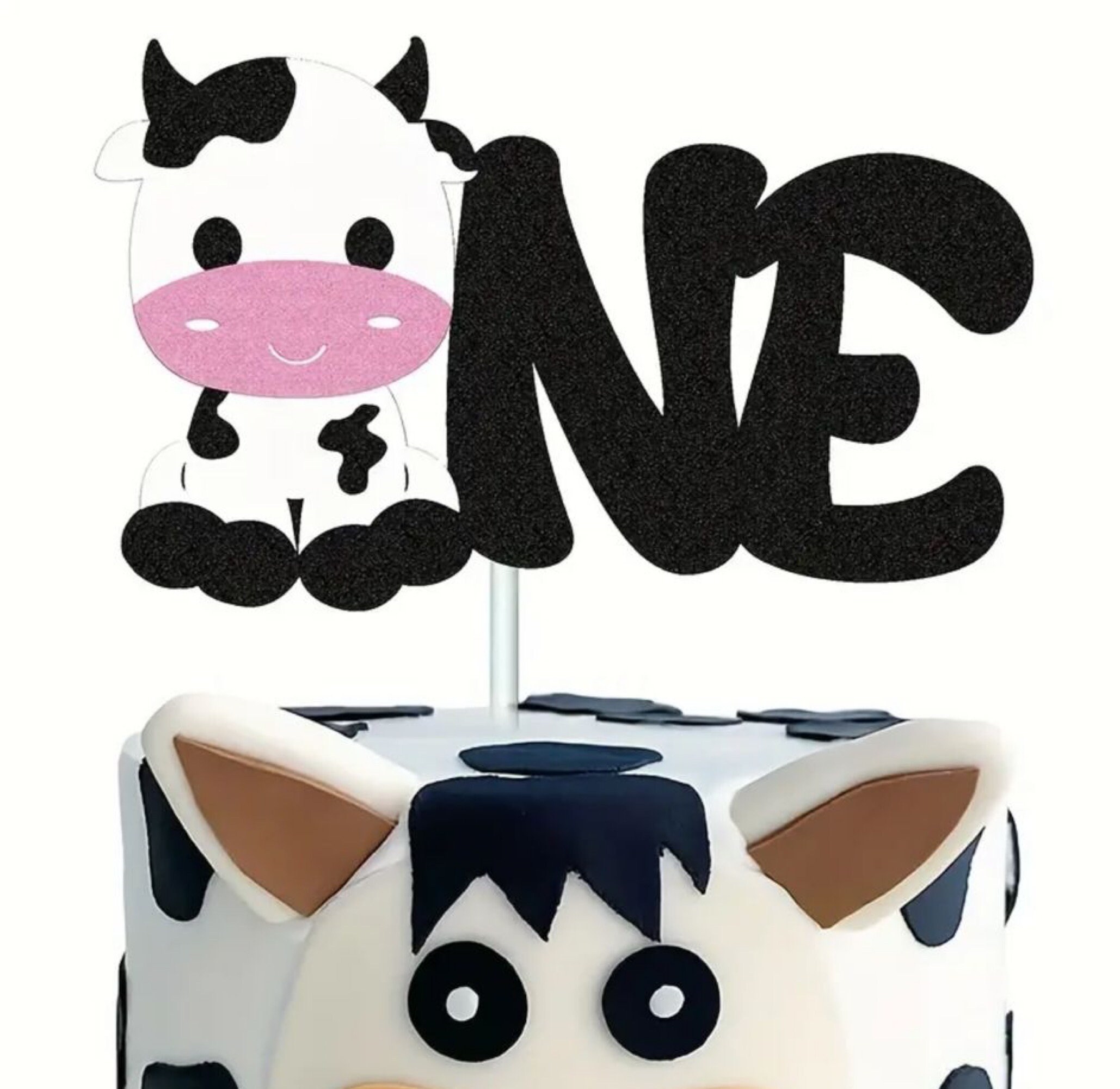 One Cow Birthday Cake Topper Decoration One Cow First Birthday ...
