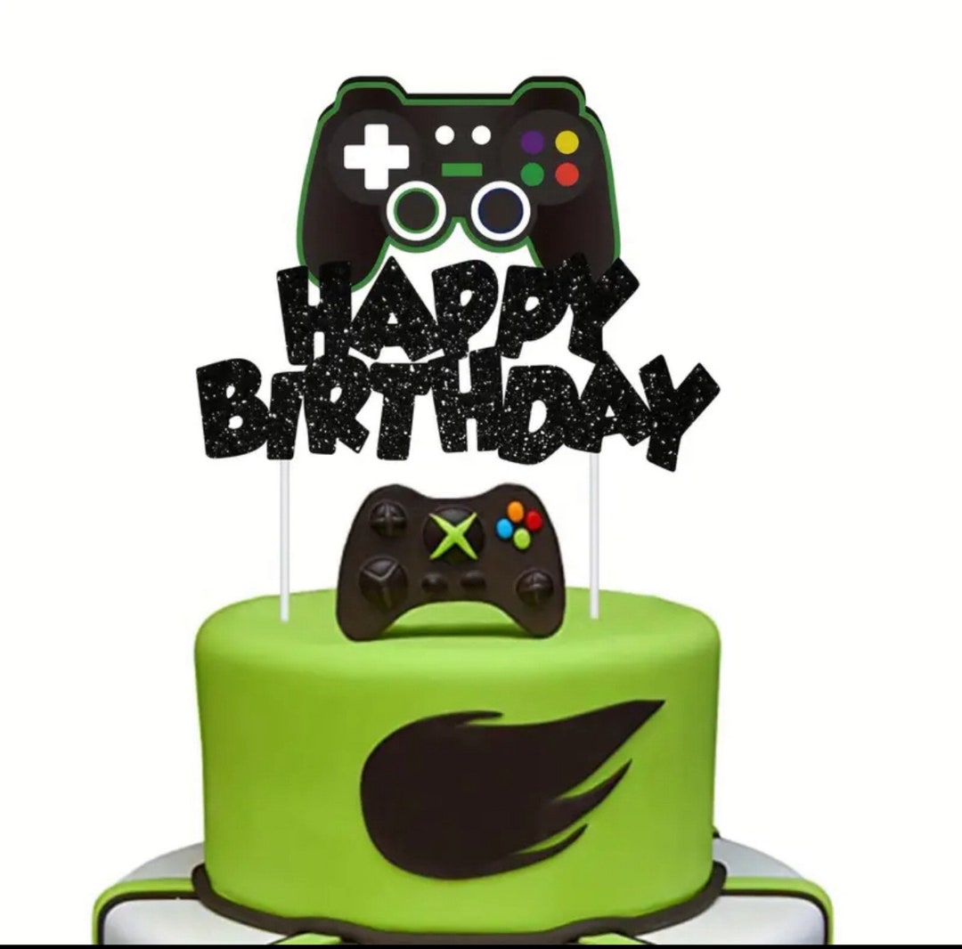 Gamer Video Games Happy Birthday Cake Topper Space Gaming Boy Cake ...