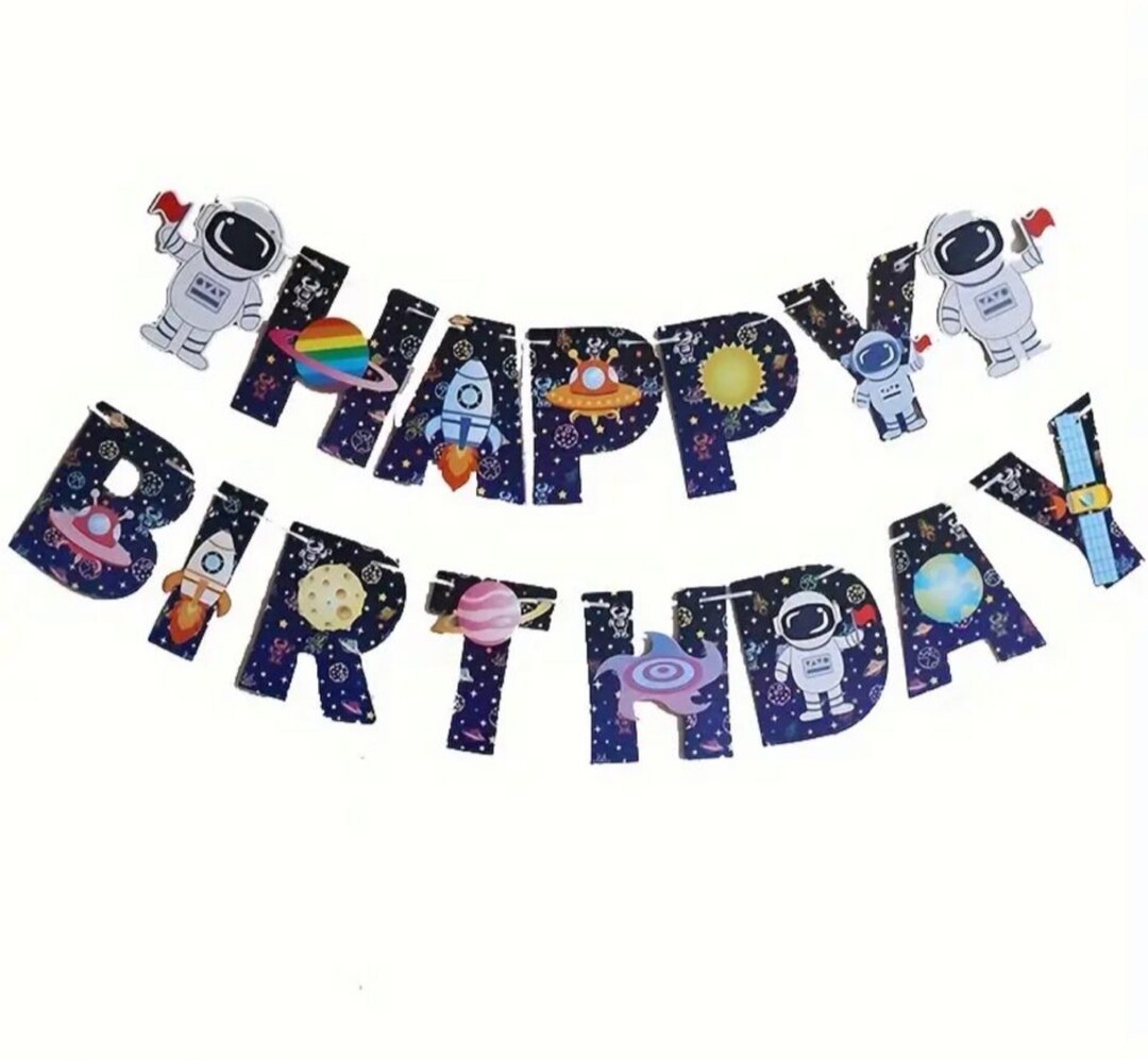 Astronaut Galaxy Happy Birthday Garland Space Theme Happy Birthday ...