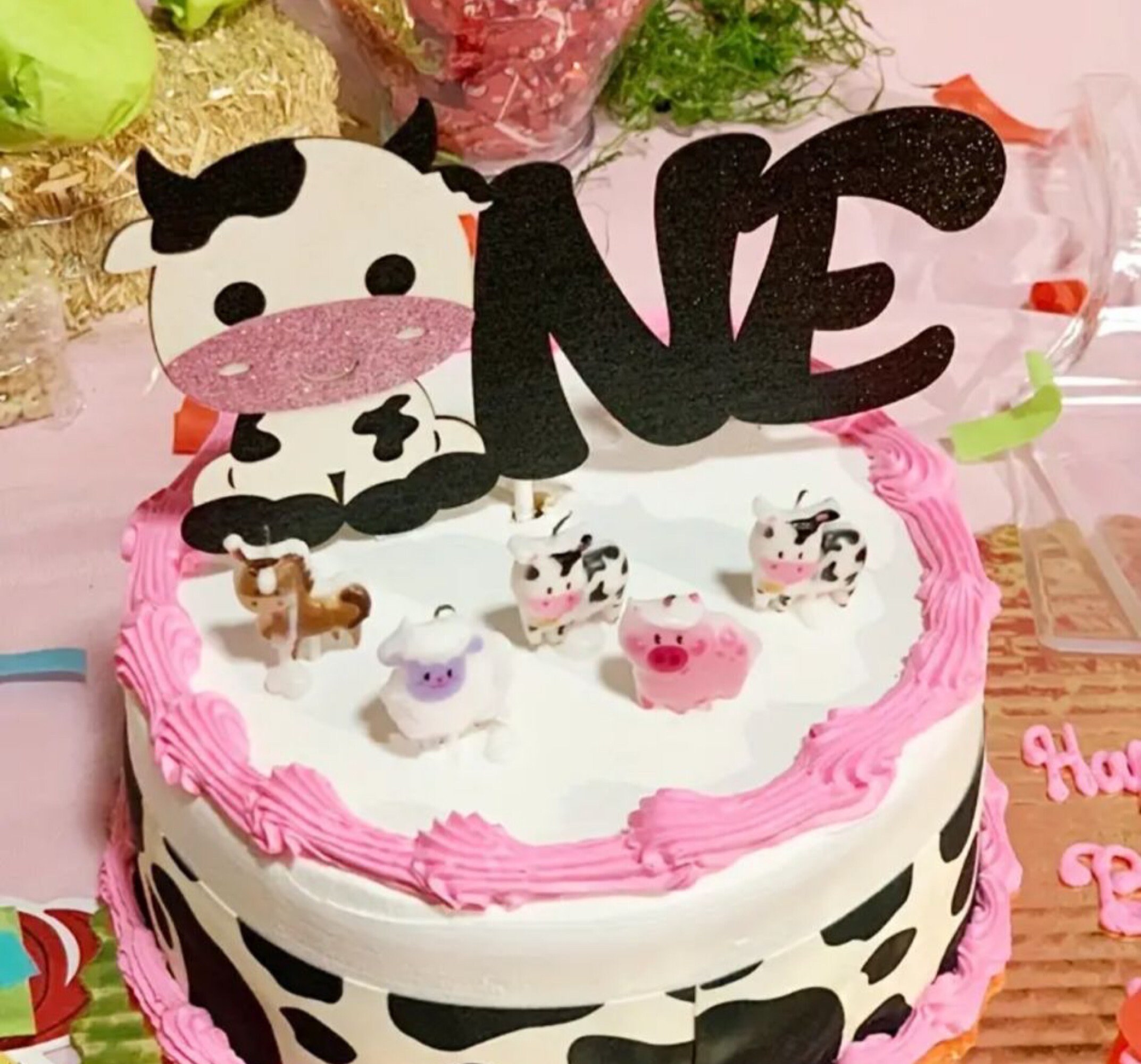 One Cow Birthday Cake Topper Decoration One Cow First Birthday ...