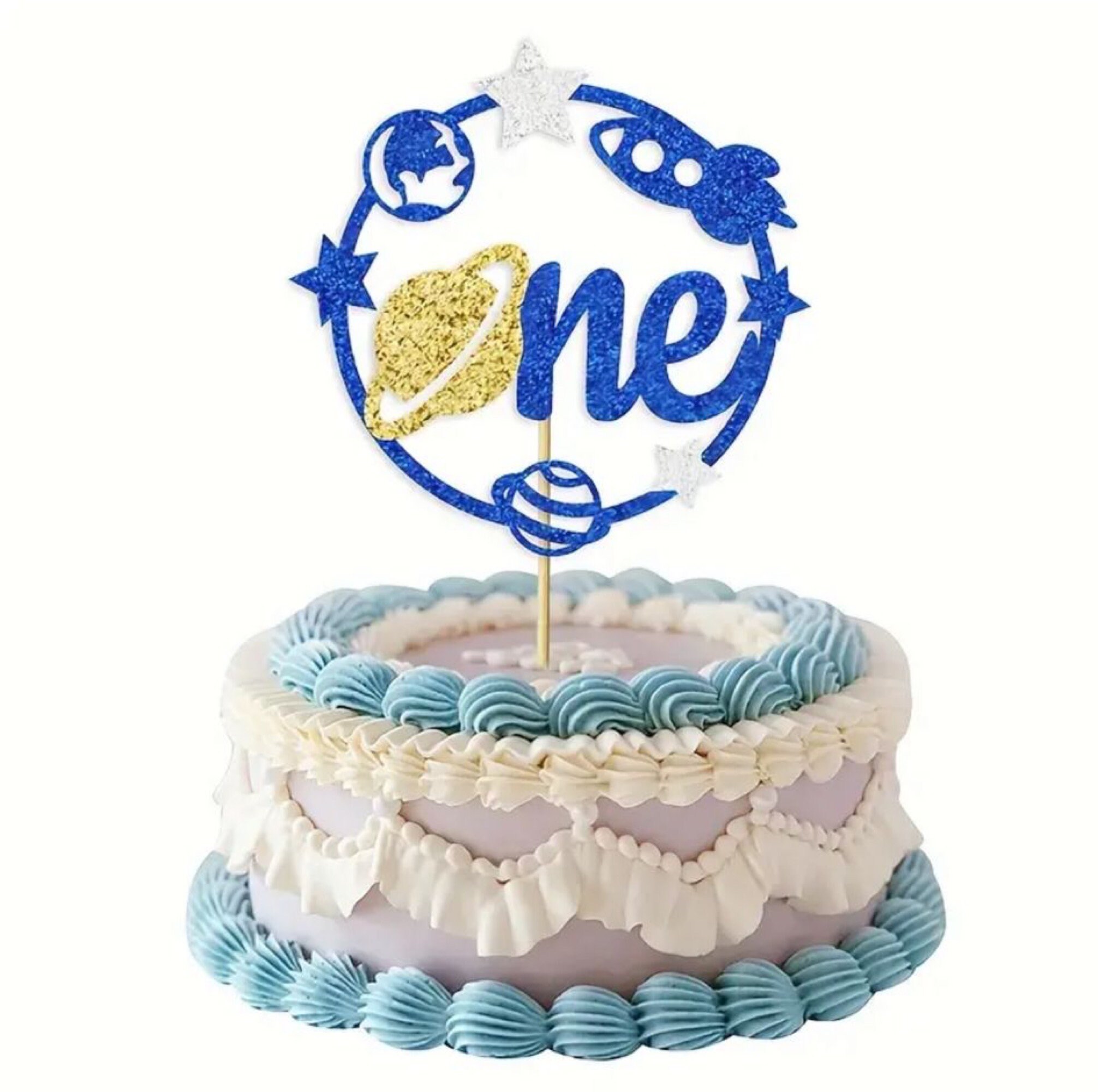 Rocket Astronaut One Cake Topper Space 1st Birthday Cake Topper Planet ...