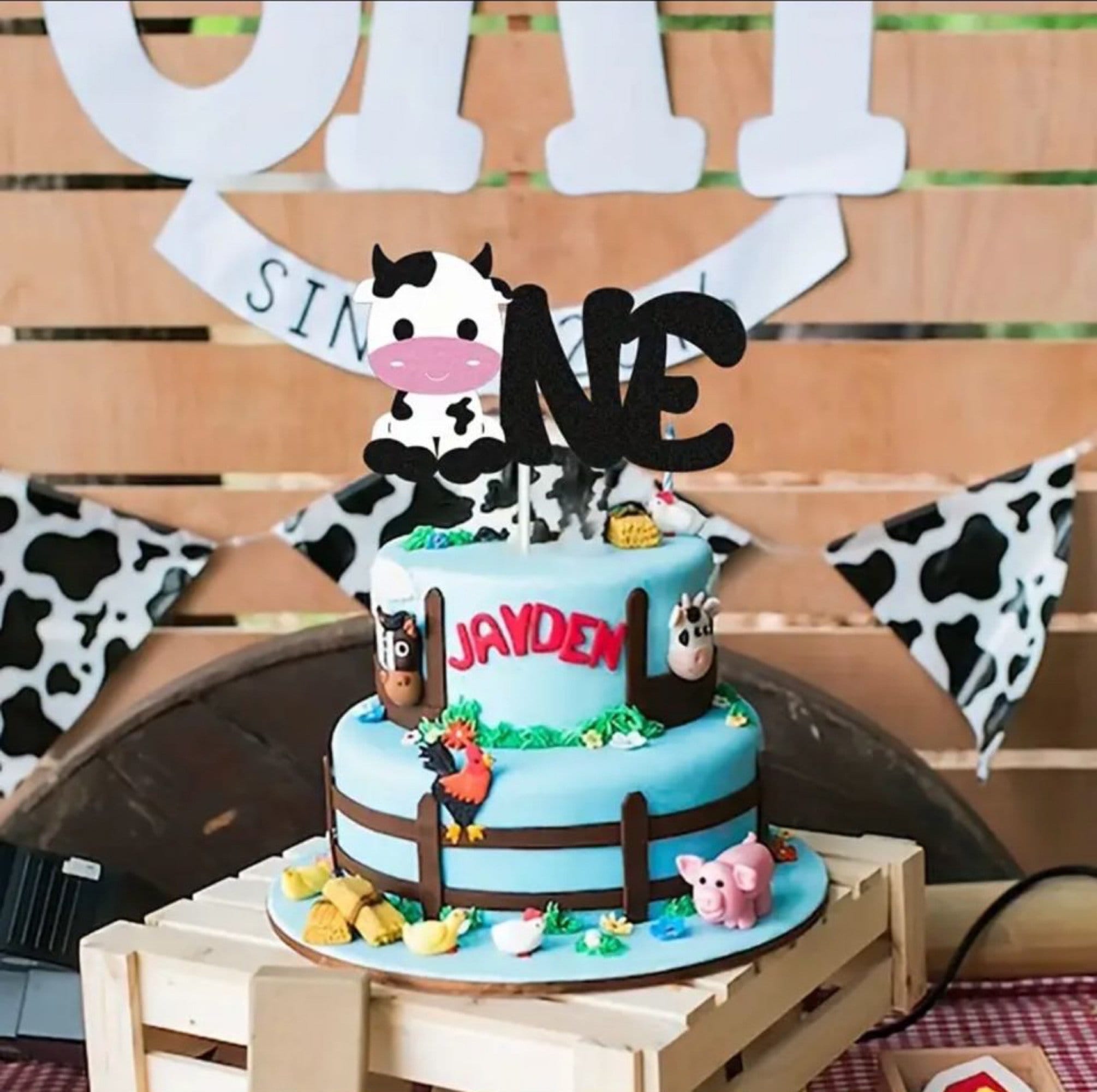 One Cow Birthday Cake Topper Decoration One Cow First Birthday ...