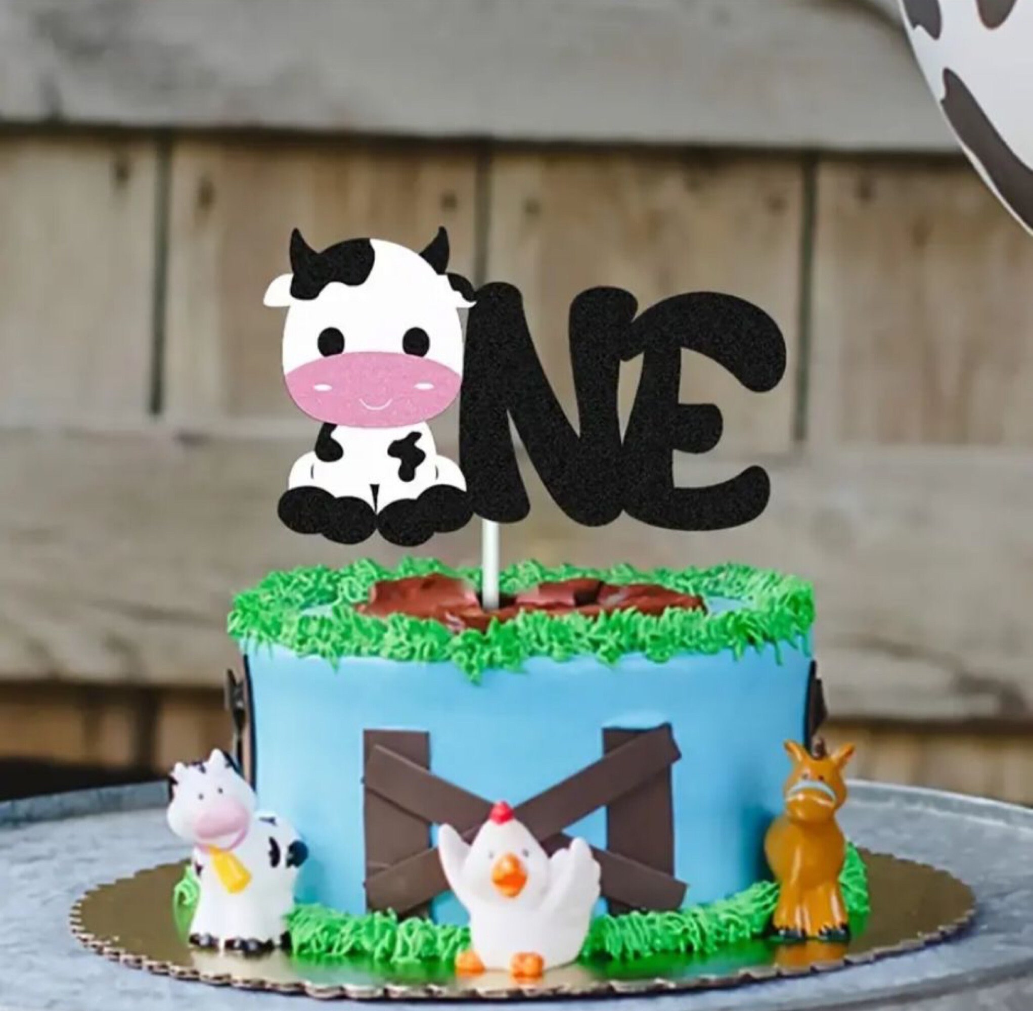 One Cow Birthday Cake Topper Decoration One Cow First Birthday ...