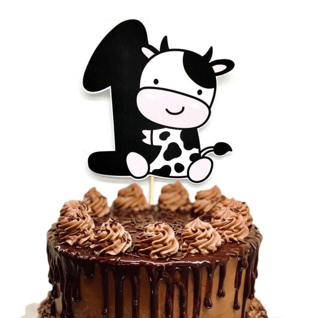 1 Cow Birthday Cake Topper Decoration One Cow 1st Birthday Photoshoot ...