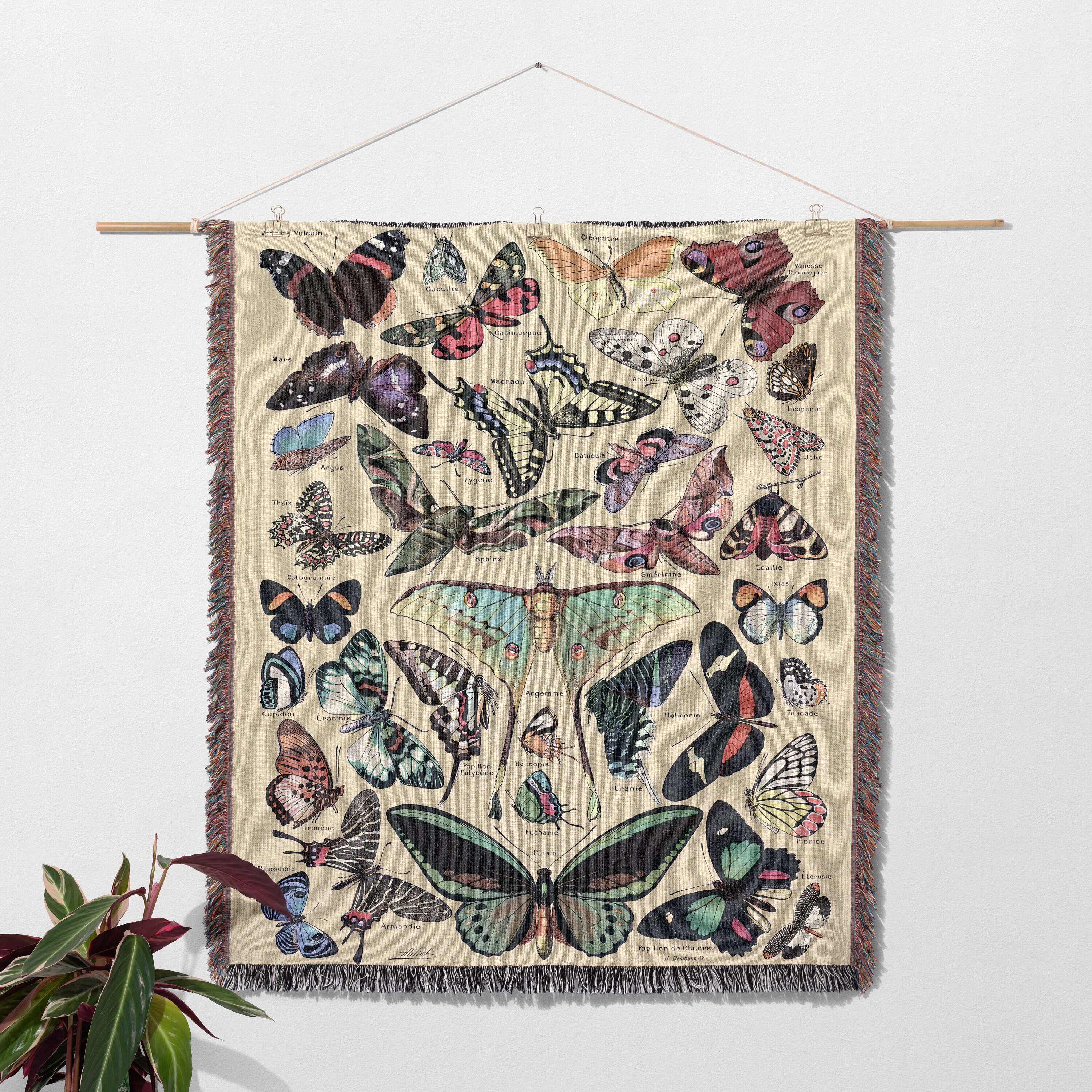 Botanical Butterfly Woven Blanket, Cottagecore Throw for Couch, Woven ...
