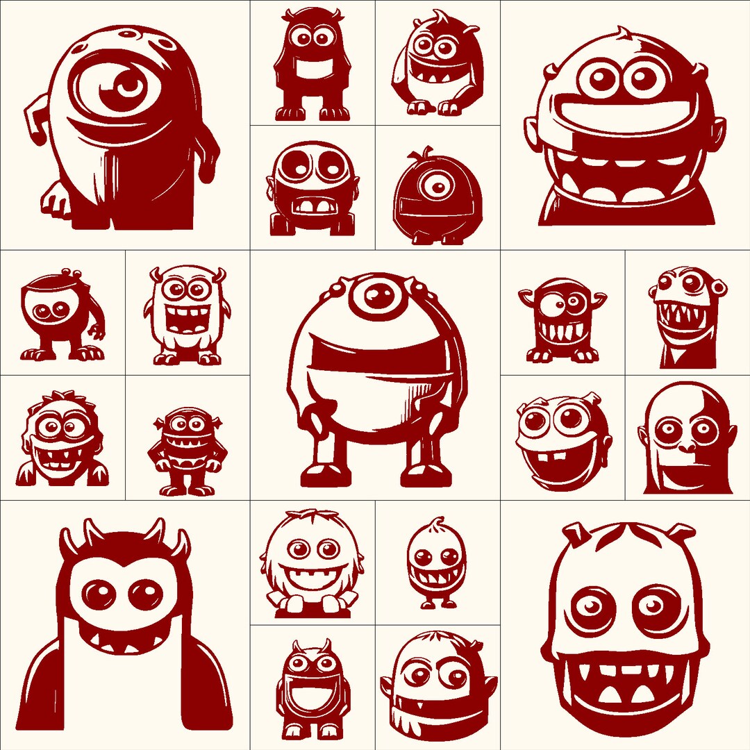 SVG Bundle of 42 Adorable Little Monsters, T-shirt Designs, Svg, Eps ...