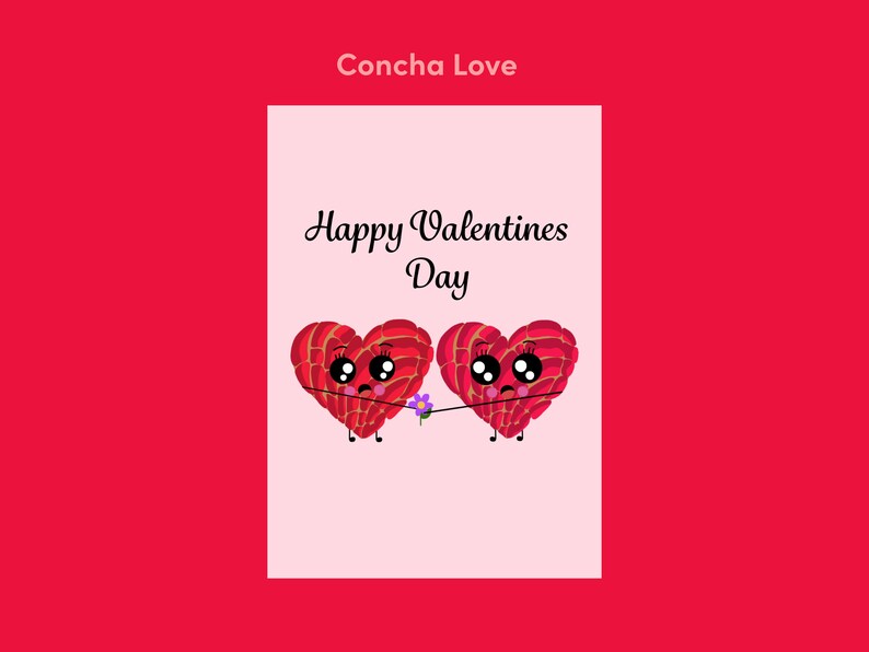 Cute Concha Couple Printable Card Concha Love Digital Download Happy ...