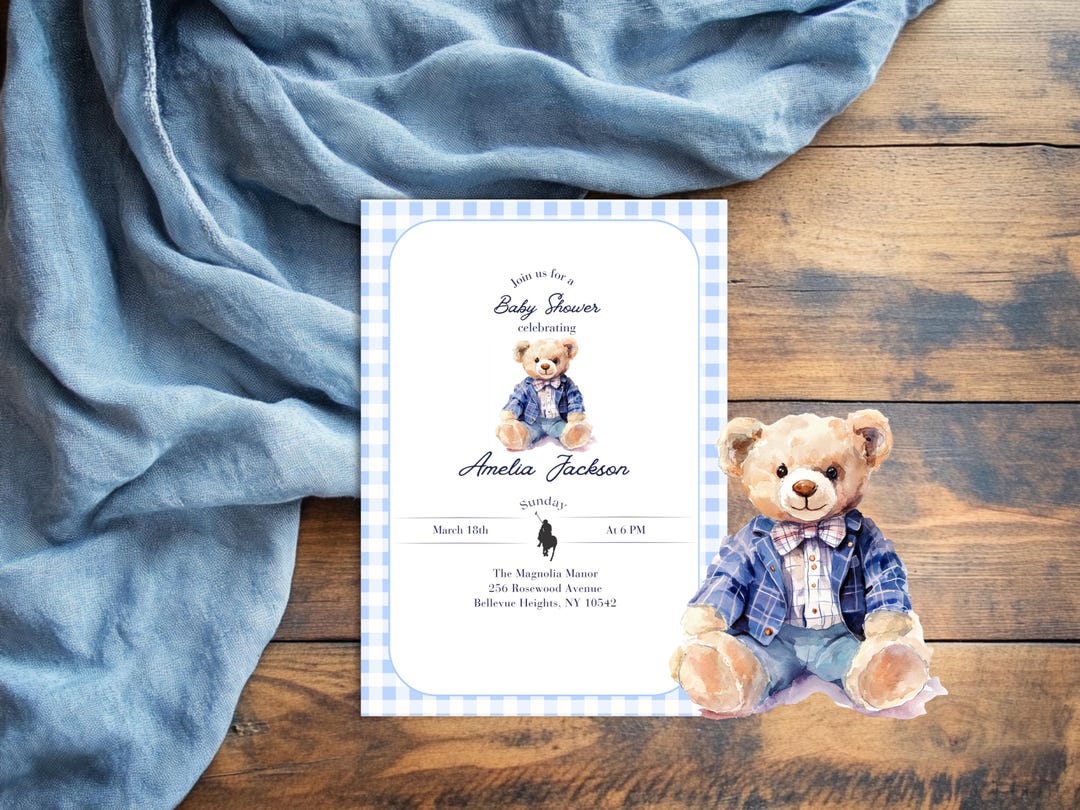 Ralph Lauren | Polo Bar | Polo Bear Invite | Baby Shower Invitation ...
