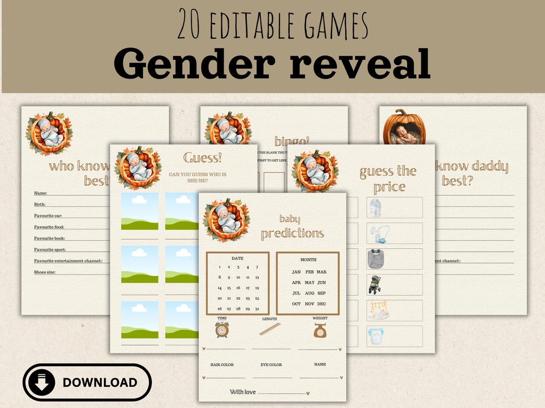 Gender Reveal, Gender Reveal Games, Gender Reveal Bundle, Gender Party ...