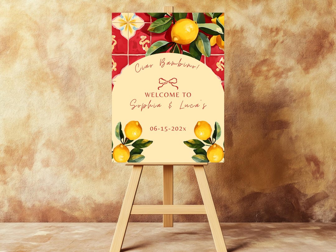 Ciao Bambino Baby Shower Welcome Sign, Italian Baby Sprinkle Sign. Red ...