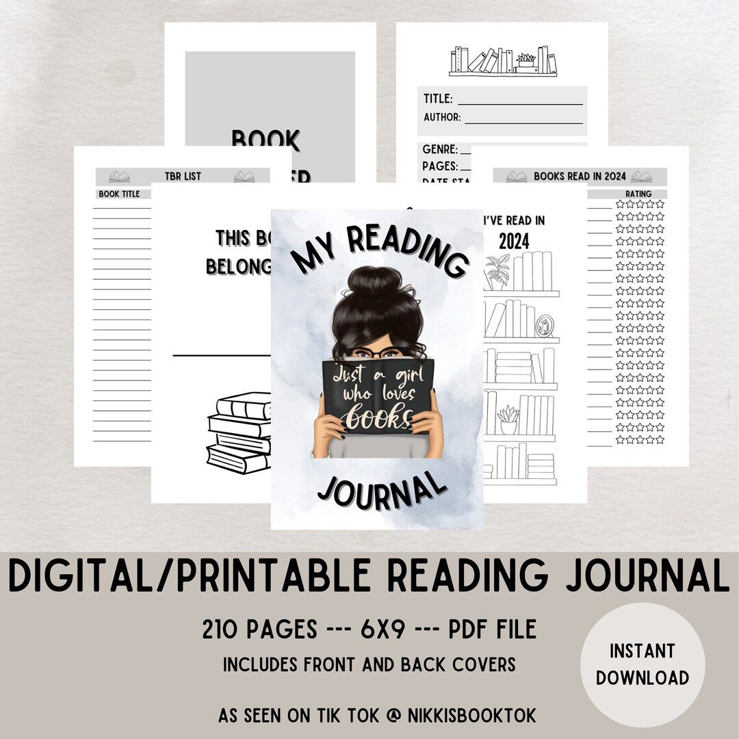 Printable Reading Journal, Portrait Reading Journal, Digital Reading ...