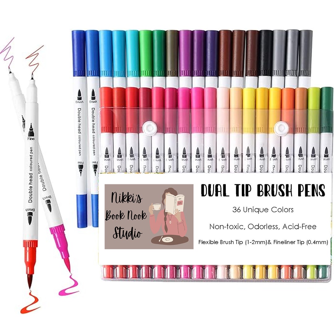 Dual Tip Brush Marker Pens 36 Count Colorful Marker Set - Etsy