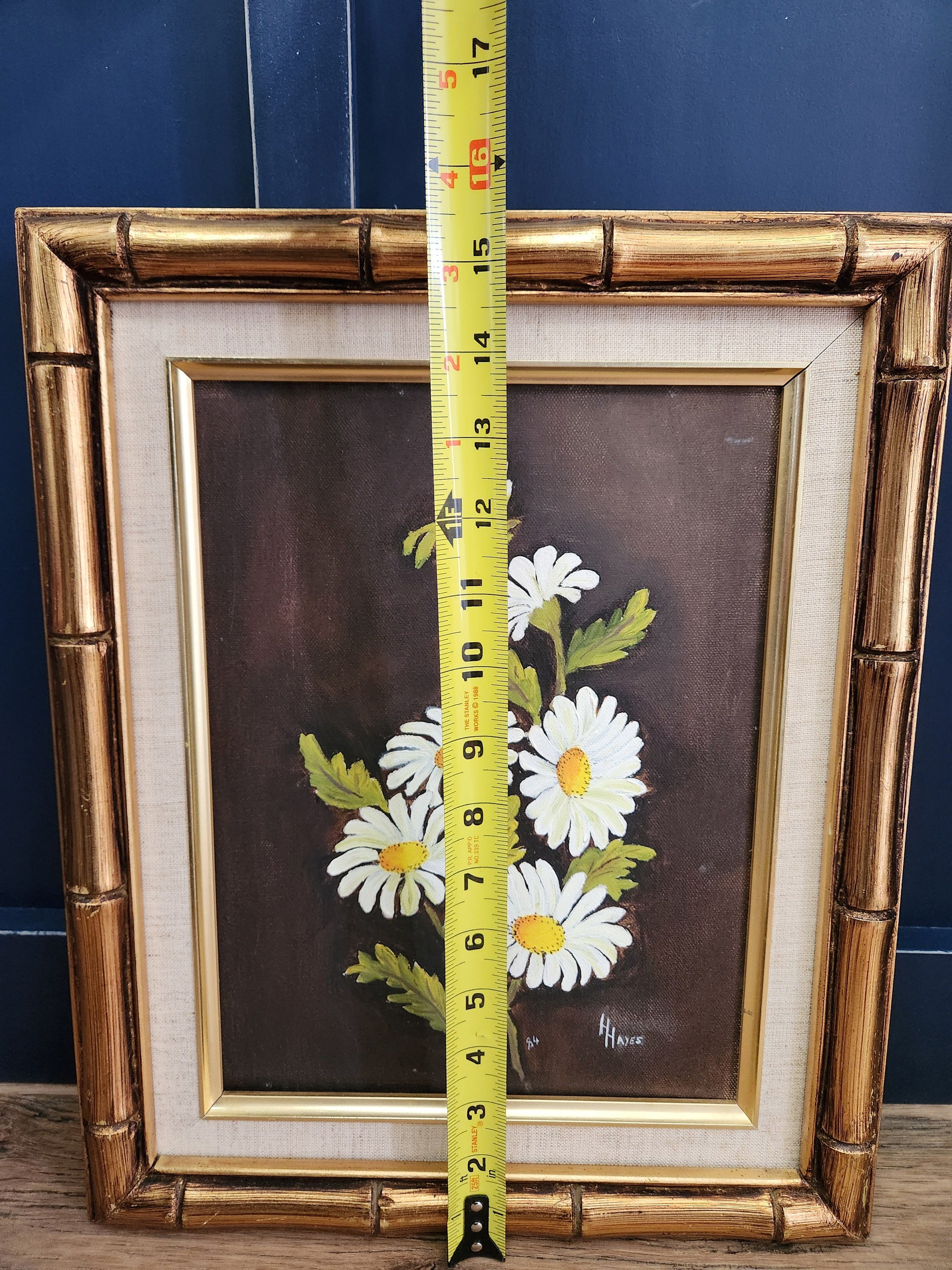 Vintage Framed Daisy Oil Painting Signed H Hayes, 1984 - Etsy
