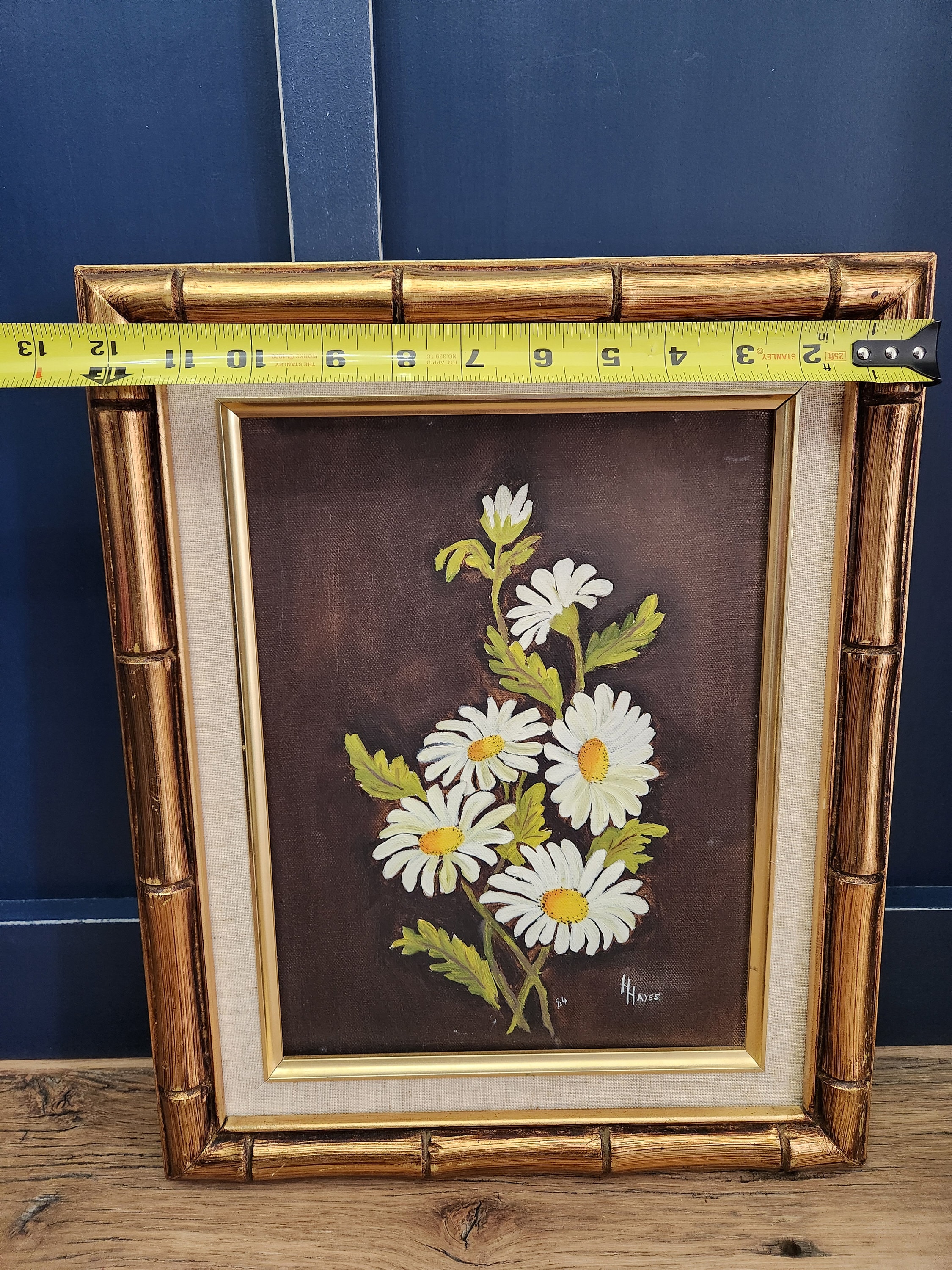 Vintage Framed Daisy Oil Painting Signed H Hayes, 1984 - Etsy