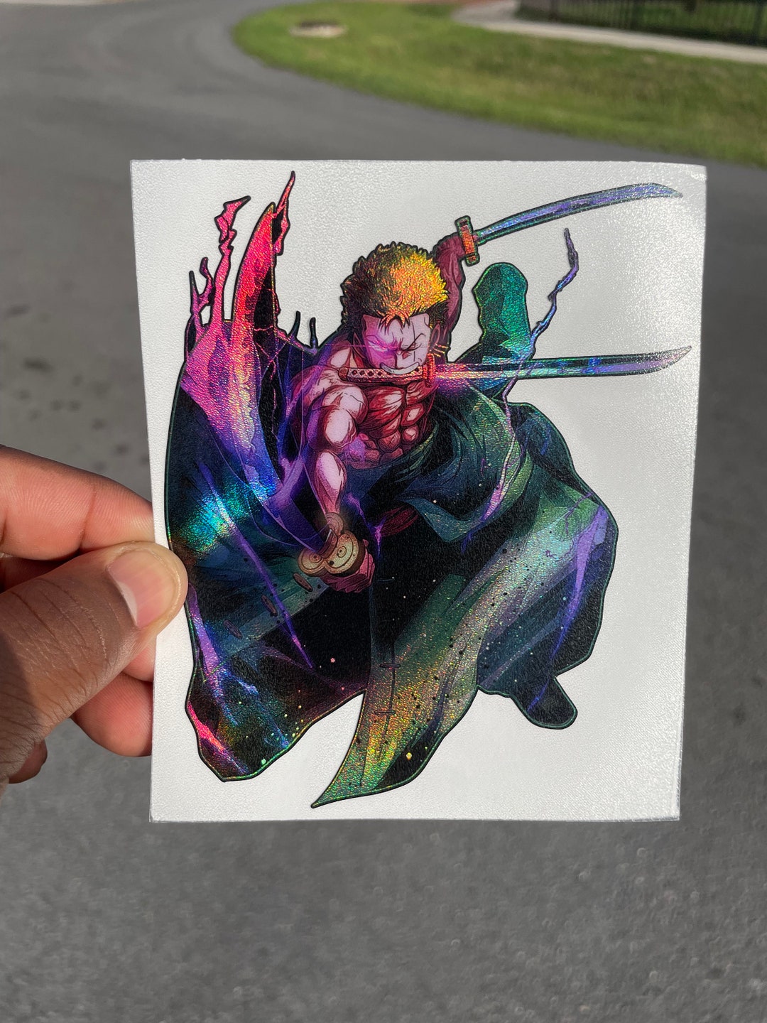 Anime Sticker Zoro One Piece Decal Holographic Weatherproof Uv ...