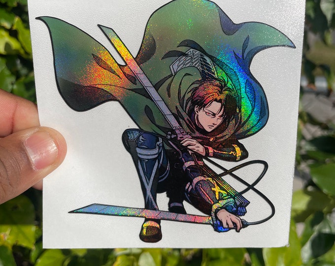 Anime Sticker Levi AOT Decal Holographic Weatherproof Uv-resistant Car ...