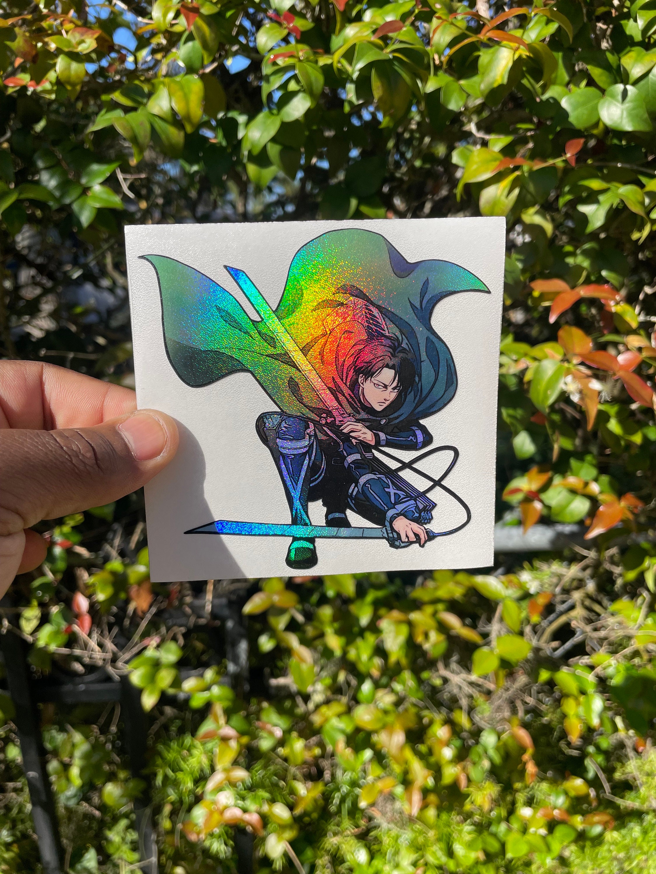 Anime Sticker Levi AOT Decal Holographic Weatherproof Uv-resistant Car ...