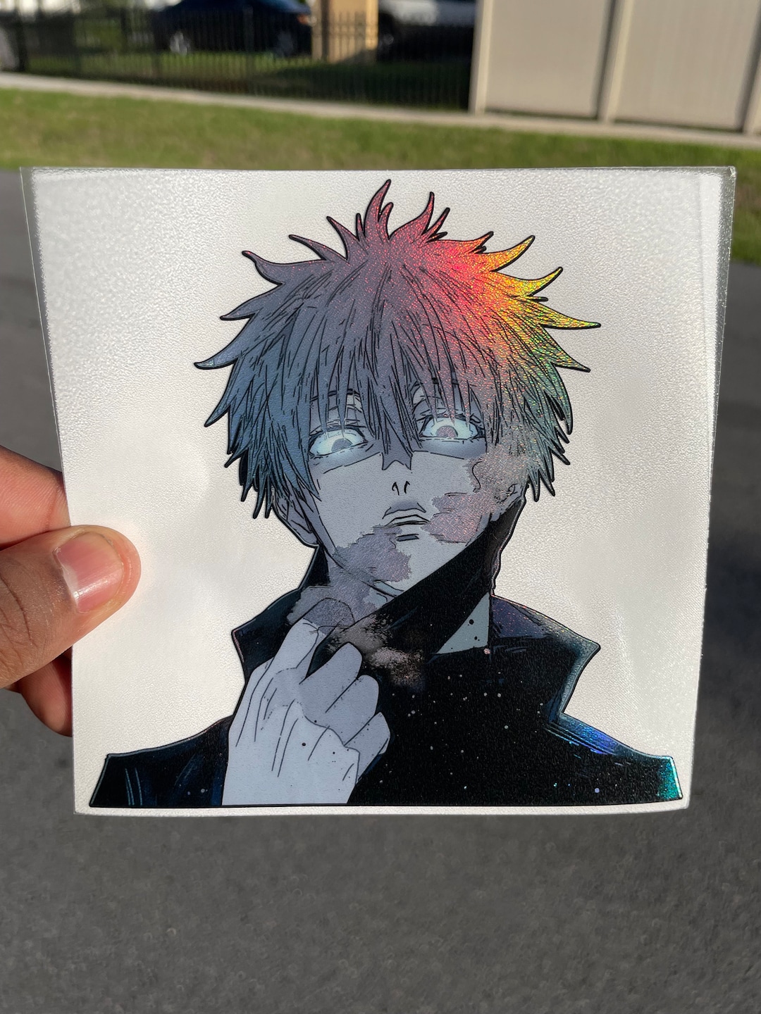 Anime Sticker Gojo Jjk Decal Holographic Weatherproof Uv-resistant Car ...