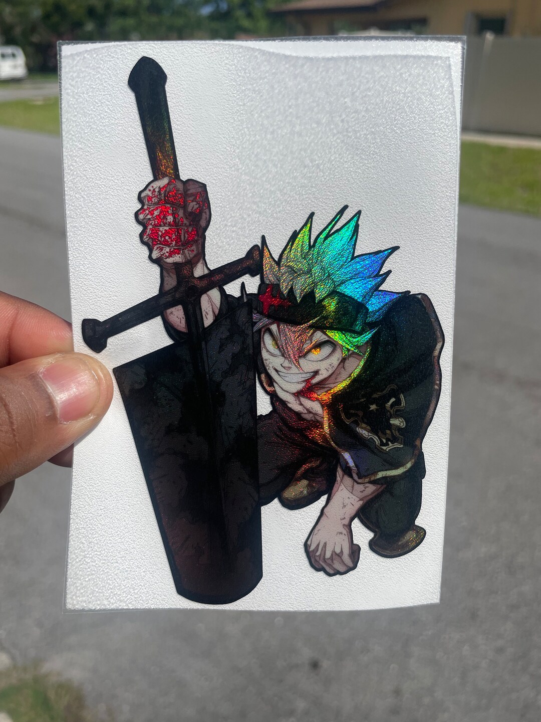 Anime Sticker Asta Black Clover Decal Holographic Weatherproof Uv ...