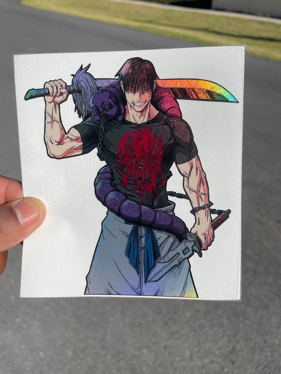 Anime Sticker Toji Jjk Decal Holographic Weatherproof Uv-resistant Car ...