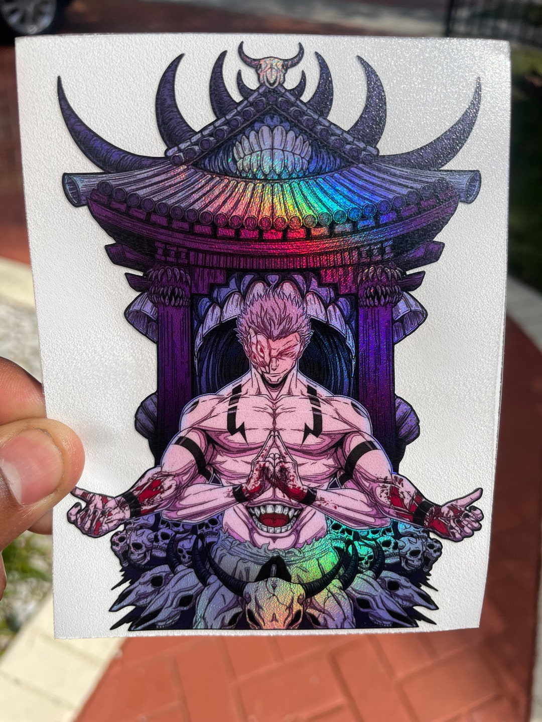 Anime Sticker Sukuna Jjk Decal Holographic Weatherproof Uv-resistant ...