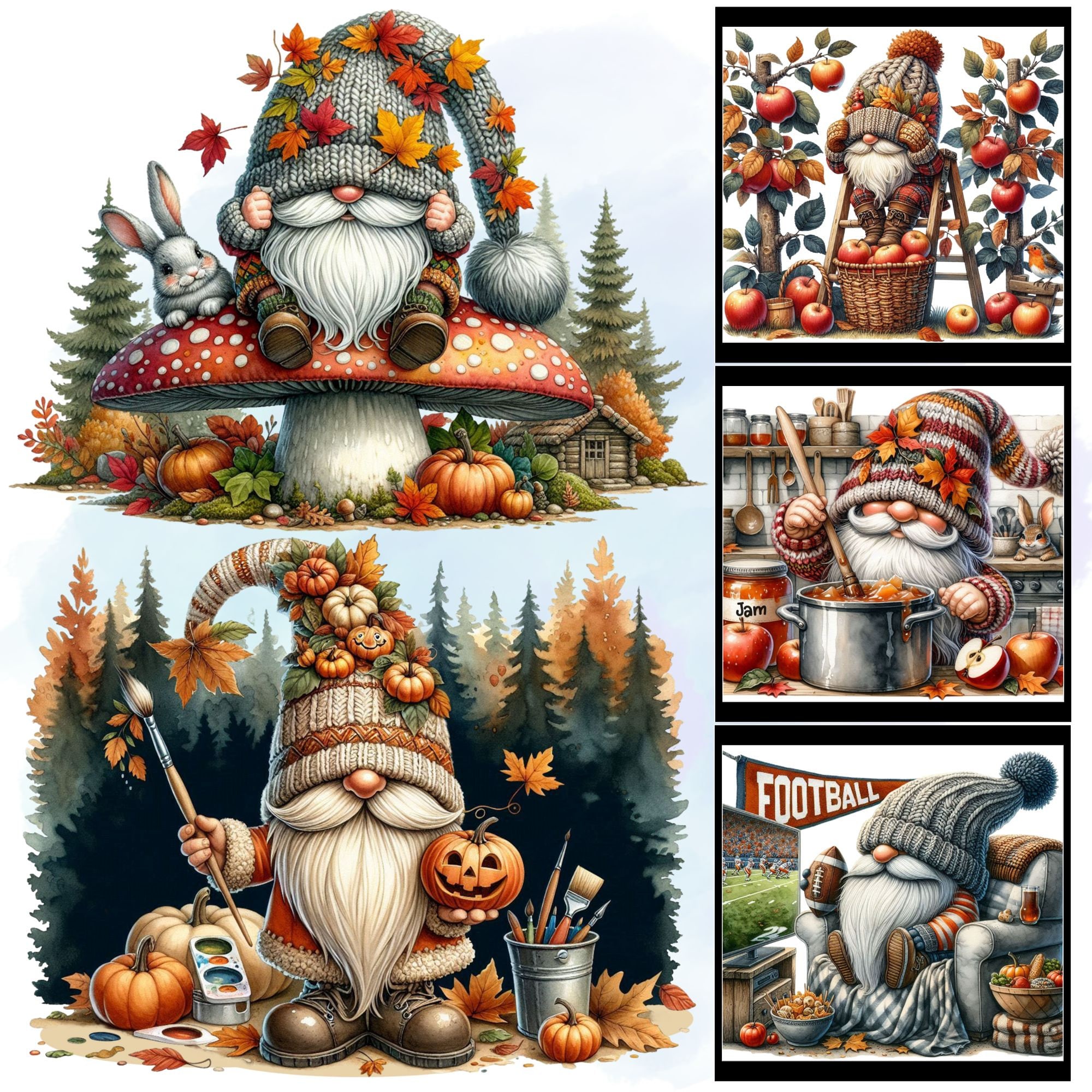 Fall Gnome Clipart: Autumn PNG Bundle (36 Files) - Etsy