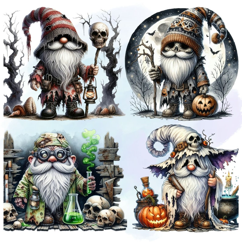 Spooky Halloween Gnome Clipart Artful, Halloween Gnomee Character ...