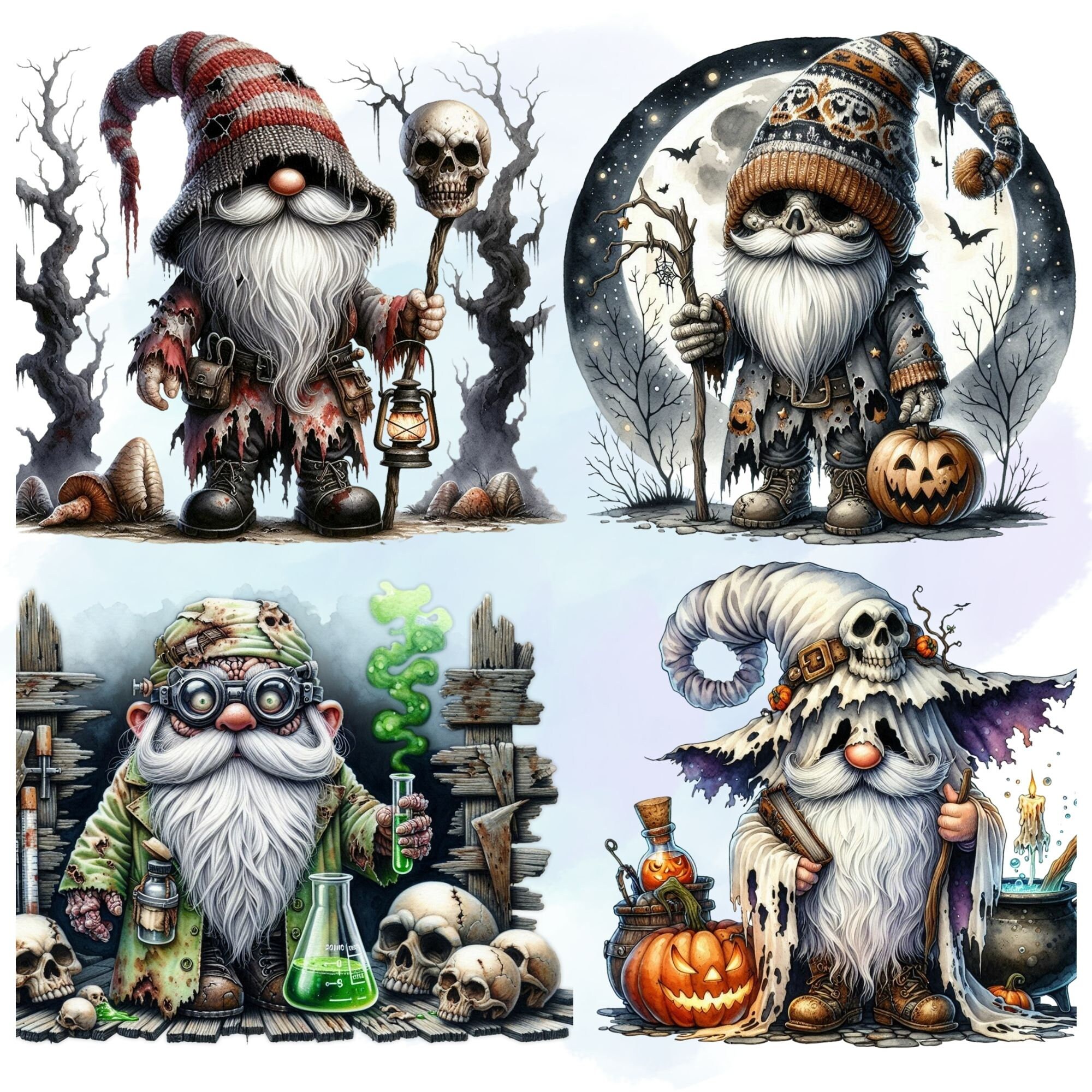 Spooky Halloween Gnome Clipart Artful, Halloween Gnomee Character ...