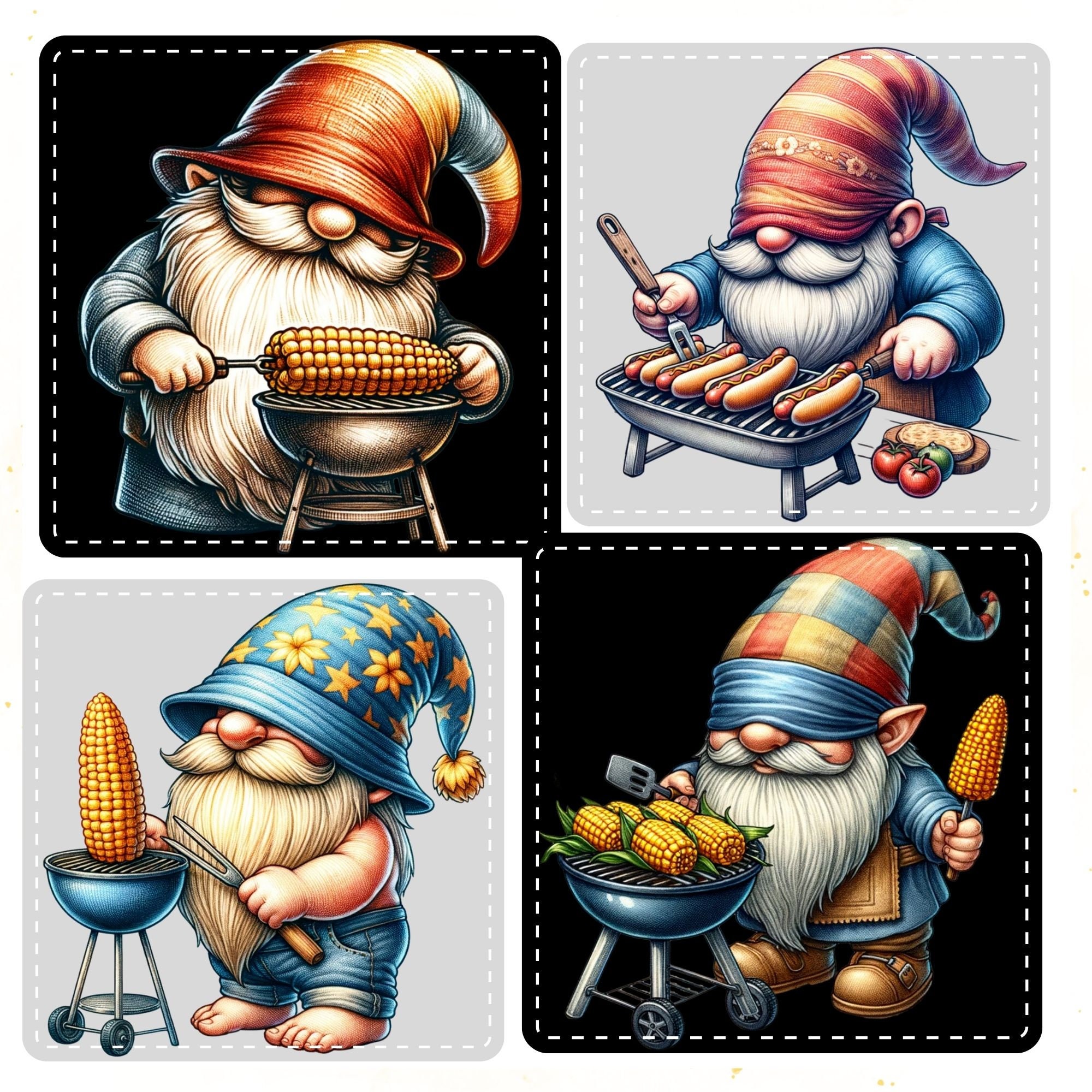Barbecue Gnome, BBQ Gnome, Grill Gnome, Gnomes Having a Barbecue ...