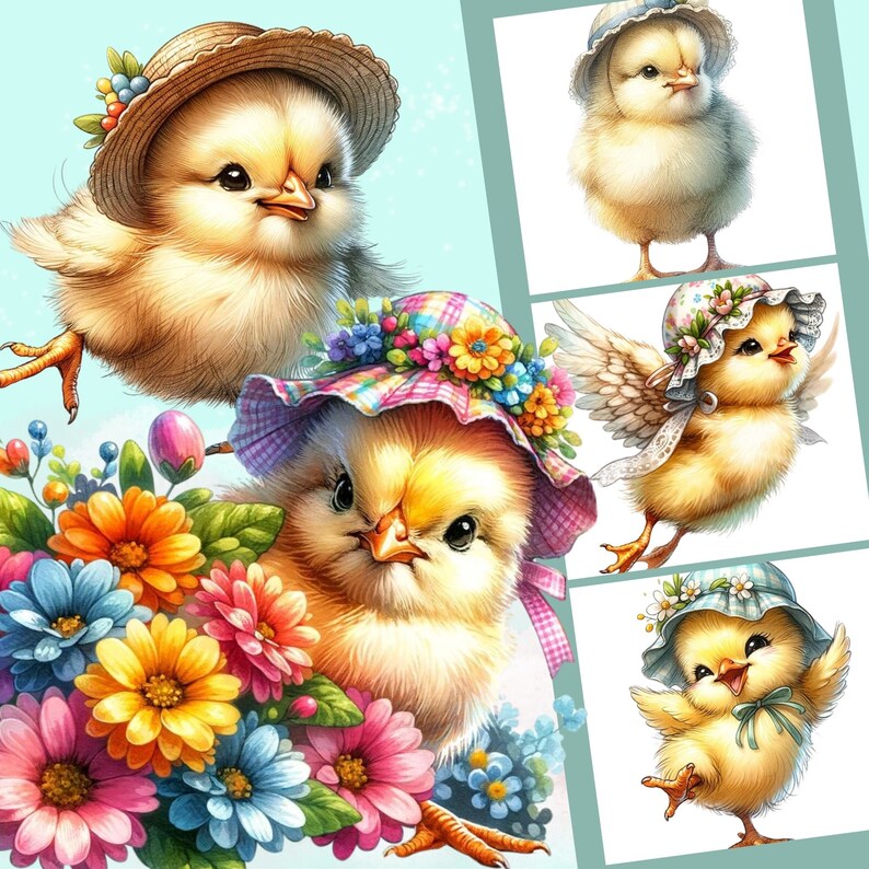 Easter Chick Clipart, Cute Easter Chick Clipart Bundle, High-quality ...