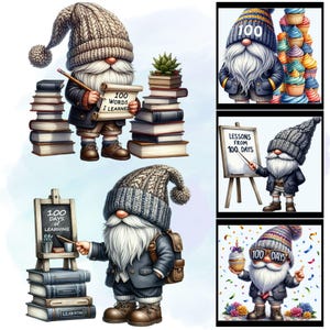100 Days of School Gnome Clipart: PNG Designs (digital Download) - Etsy