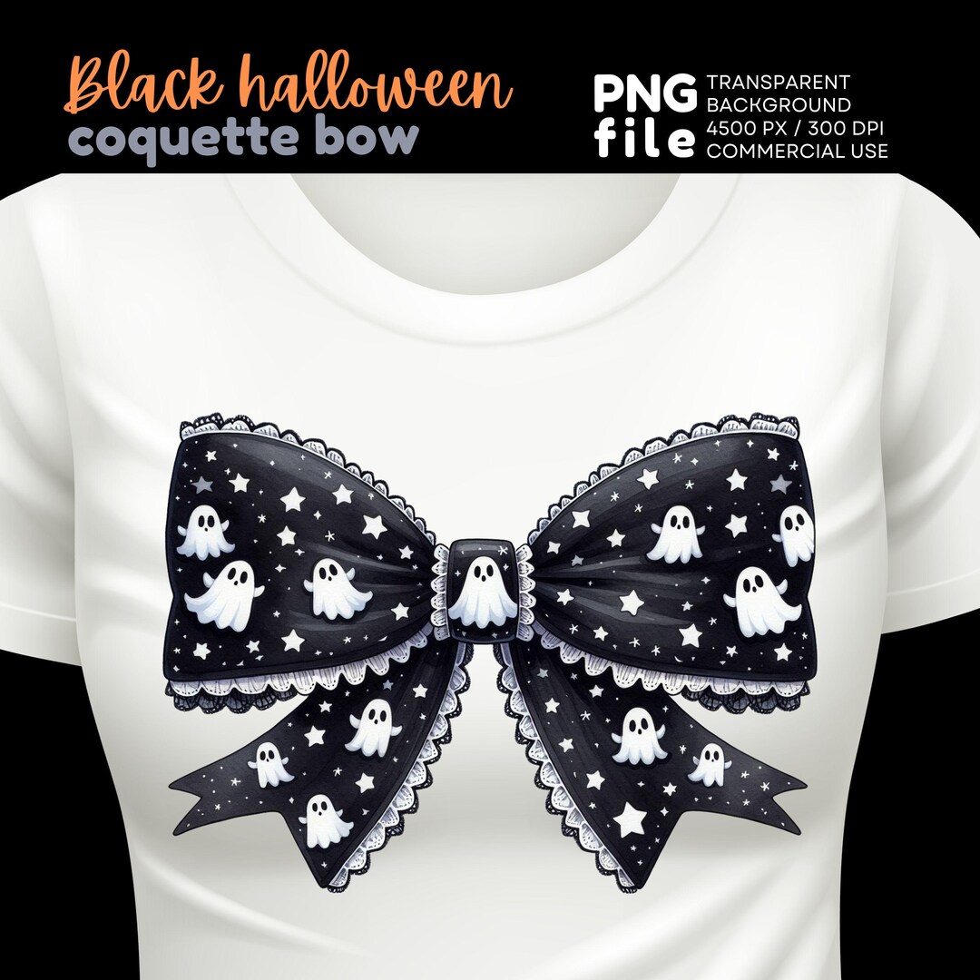 Black Halloween Coquette Bow PNG, Halloween Coquette Bow Shirt ...