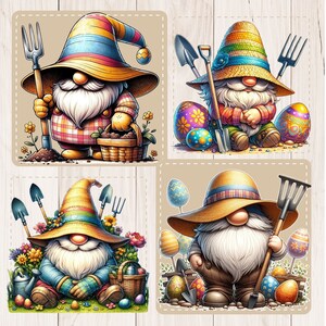 Easter Gnome Clipart Bundle, Garden Clipart, Spring Gnome Png Graphics ...