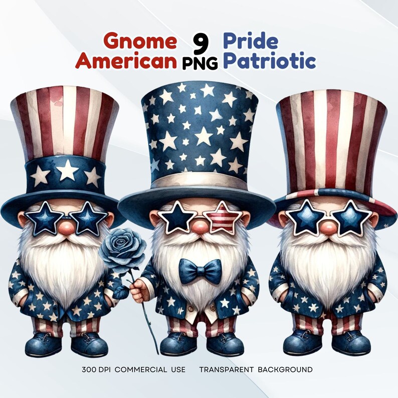 Patriotic Gnome PNG Clipart, 4th of July Clipart, American Flag PNG ...