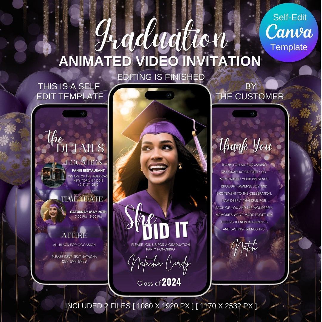 Digital Invite, Grad Party Invitation, Graduation Invitation ...