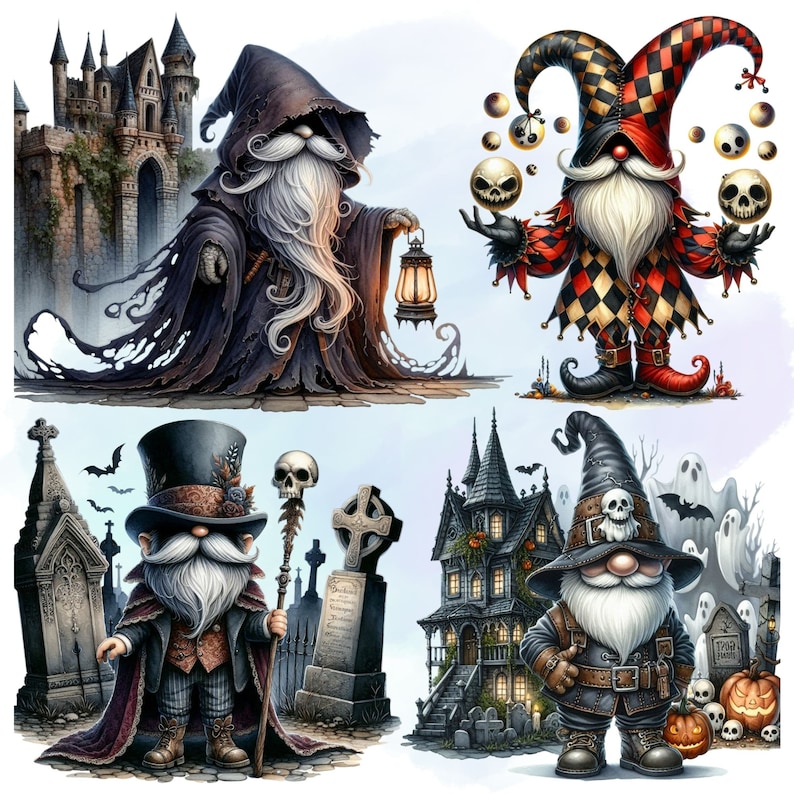 Spooky Halloween Gnome Clipart Artful, Halloween Gnomee Character ...