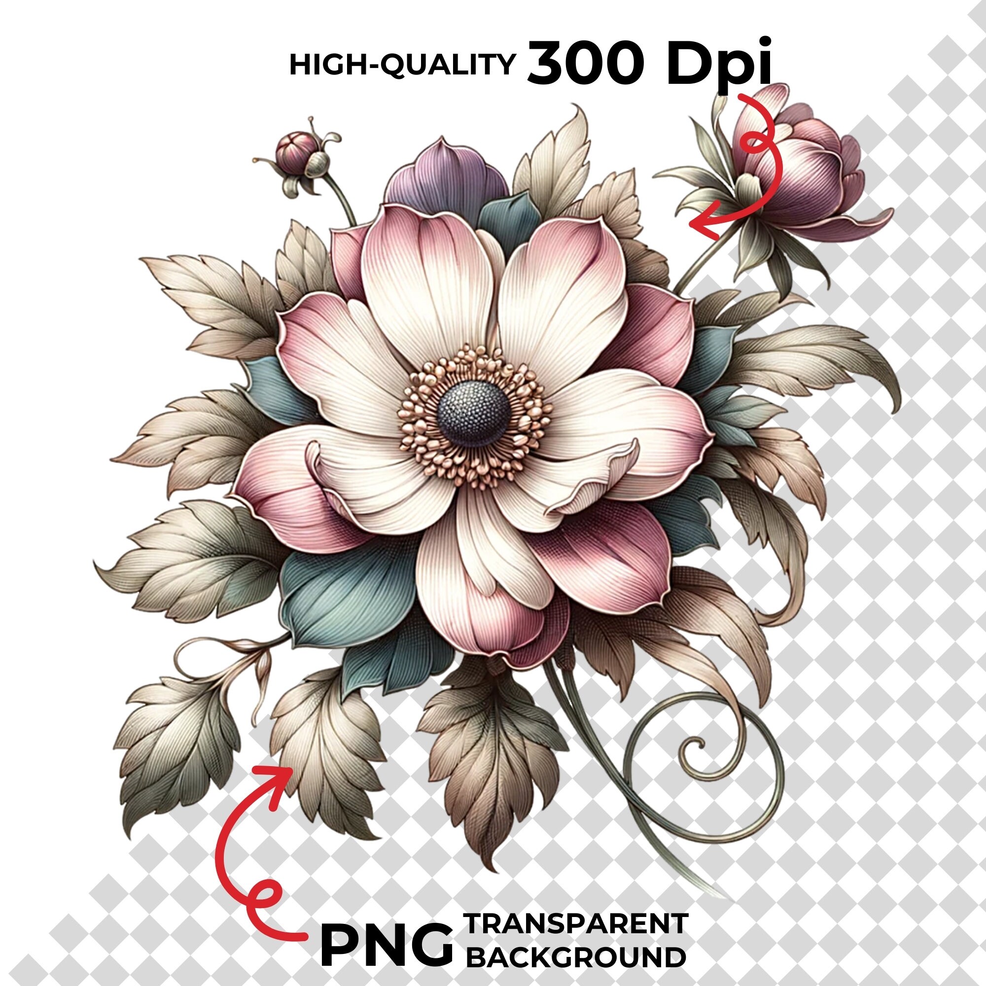 25 Vintage Flower Prints, Printable Minimalist Botanical Art, Pastel ...