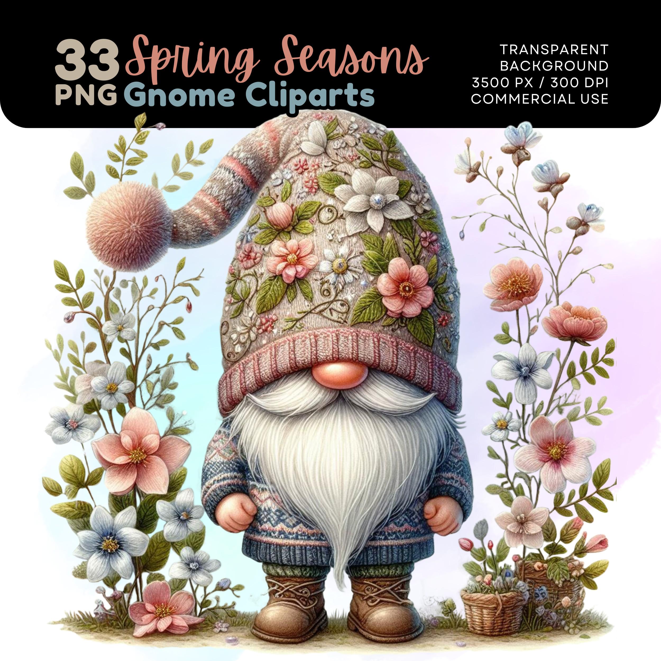 Spring Gnome Clipart: Floral Garden PNG Bundle (33 Files) - Etsy