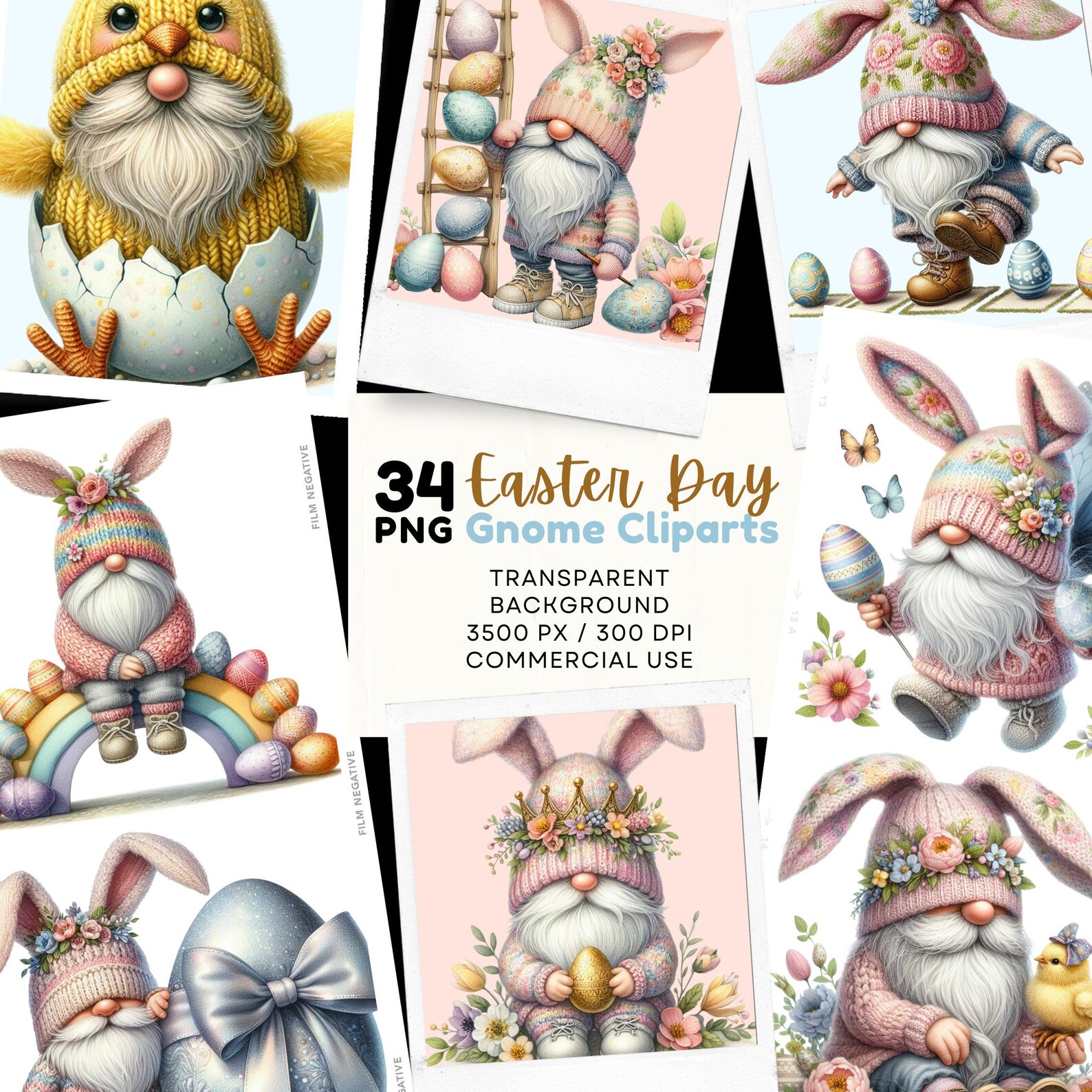 Easter Gnome Clipart PNG, Cute Bunny Gnome, Easter Egg Gnomee, Spring ...
