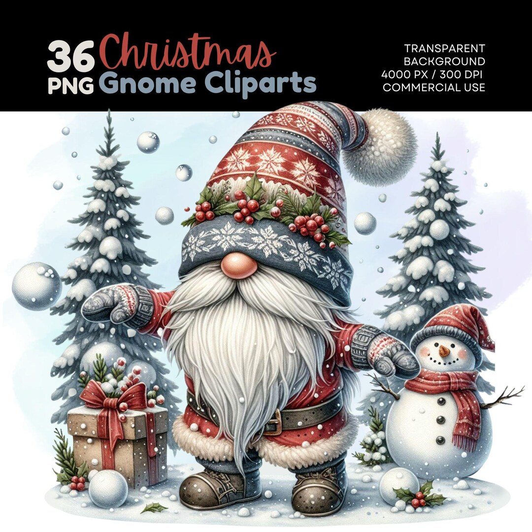Christmas Gnome Clipart Bundle: 36 Holiday Pngs (commercial Use) - Etsy